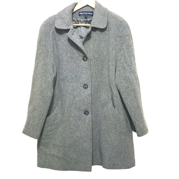 Vintage | Jackets & Coats | Vintage Herman Kay Wool Trench Coat Gray ...